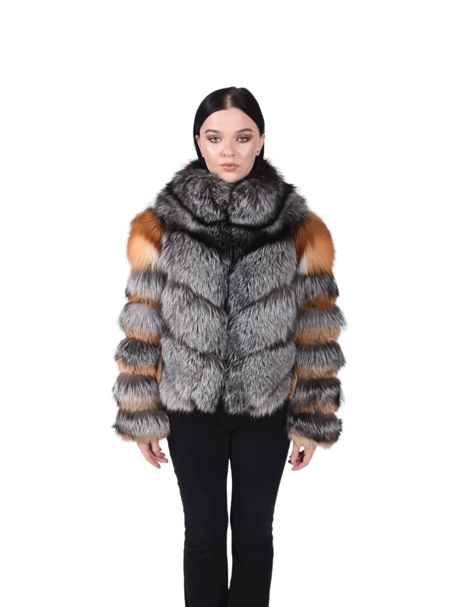 Women's silver fox and red fox jacket – Volare New York