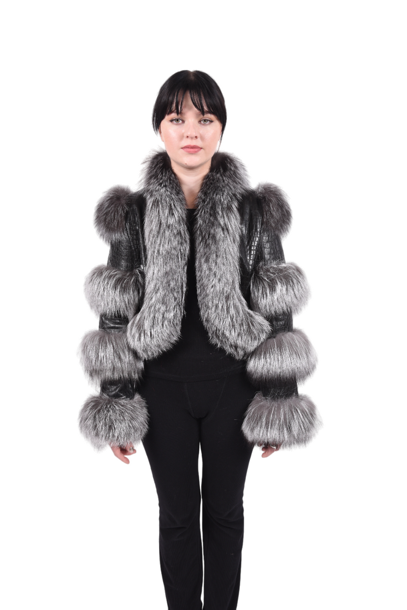 Women's leather jacket with silver fox – Volare New York