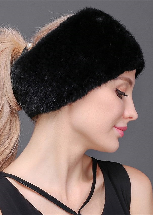 Buy Knitted Mink Neck Warmer & Headband Online | Volare New York
