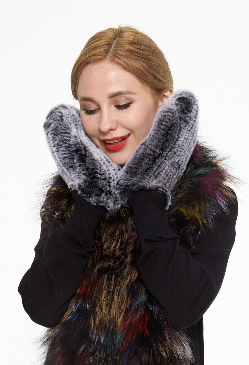 Buy The Best Knitted Rex Rabbit Mittens Online | Volare New York